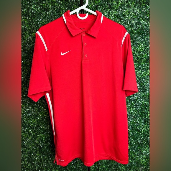 Nike | Shirts | Nike Mens Drifit Red Golf Polo Shirt Large | Poshmark